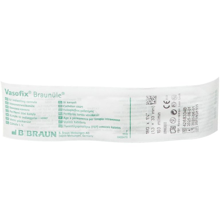Vasofix® Braunüle® 1,30 x 33 mm G 18 grün (mit weißem Ring) 1 St - Shop ...