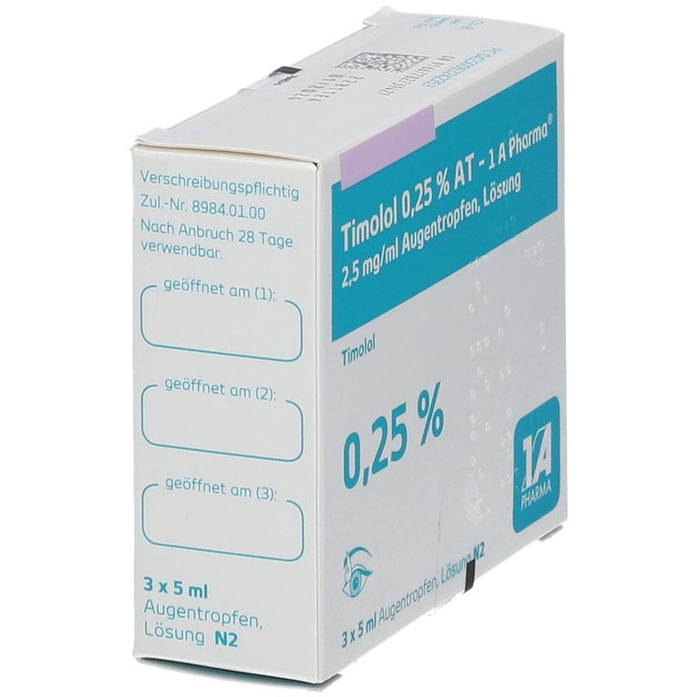 Timolol 0.25% At 1A Pharma® 3x5 ml mit dem E-Rezept kaufen - Shop Apotheke