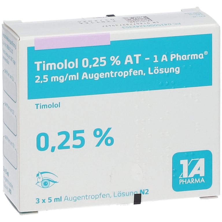 Timolol 0.25% At 1A Pharma® 3x5 ml mit dem E-Rezept kaufen - Shop Apotheke