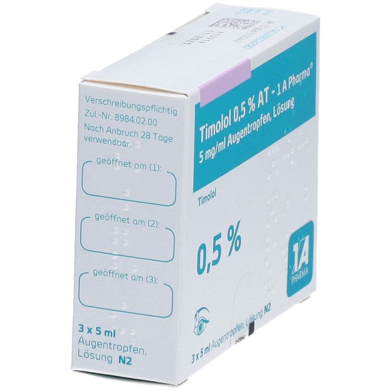 Timolol 0.5% At 1A Pharma® 3x5 ml mit dem E-Rezept kaufen - Shop Apotheke