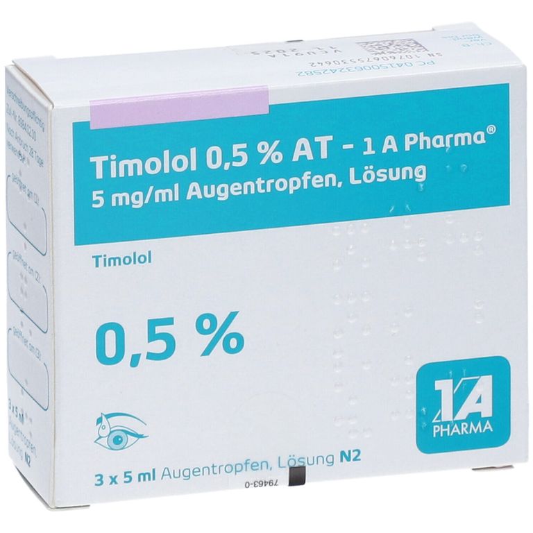 Timolol 0.5% At 1A Pharma® 3x5 ml mit dem E-Rezept kaufen - Shop Apotheke