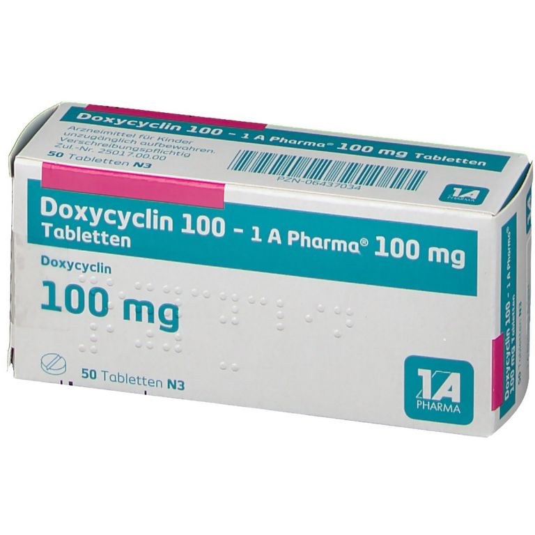 Doxycyclin 100 1A Pharma® 50 St mit dem E-Rezept kaufen - Shop Apotheke