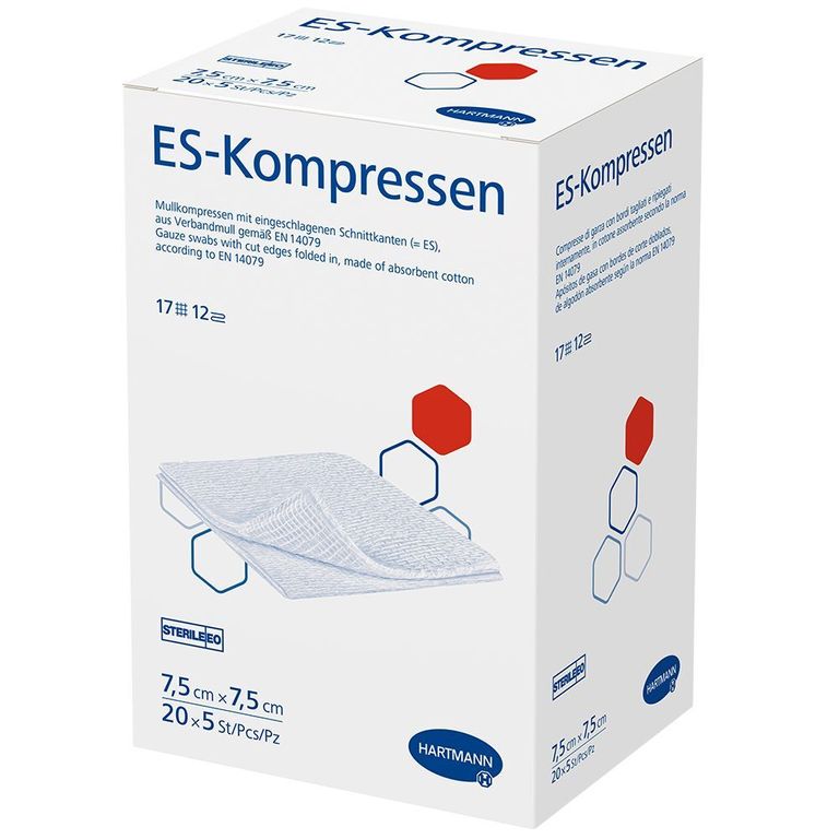 ES-Kompressen 7,5 x 7,5 cm steril 20x5 St - Shop Apotheke