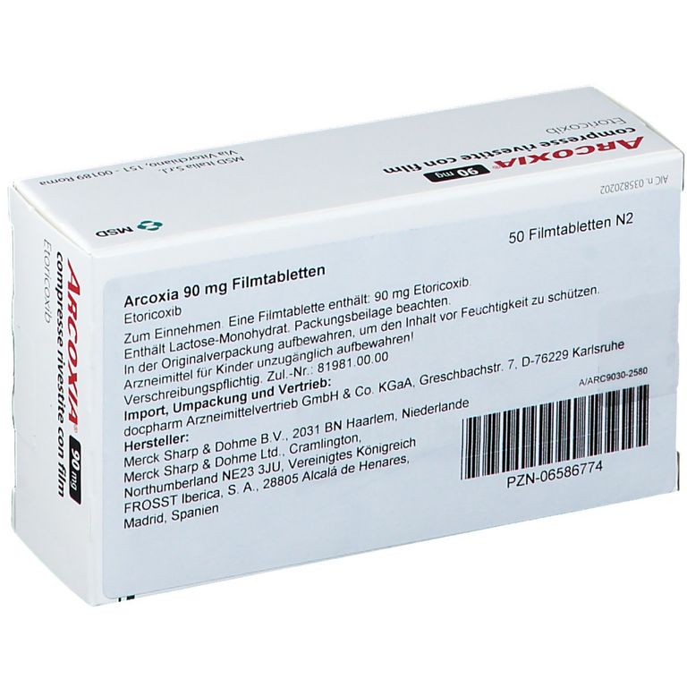 ARCOXIA 90 mg Filmtabletten 50 St mit dem E-Rezept kaufen - Shop Apotheke