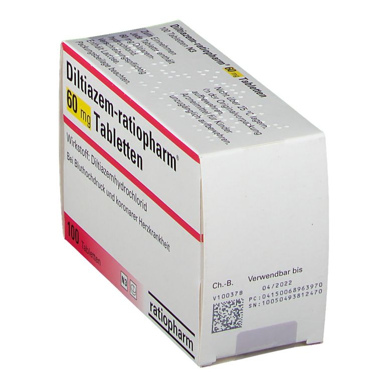 Diltiazem-ratiopharm® 60 mg 100 St mit dem E-Rezept kaufen - Shop Apotheke