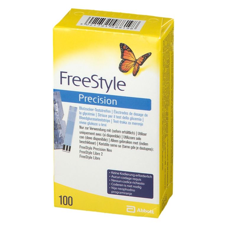 FreeStyle Precision Blutzucker-Teststreifen ohne Codierung 100 St ...
