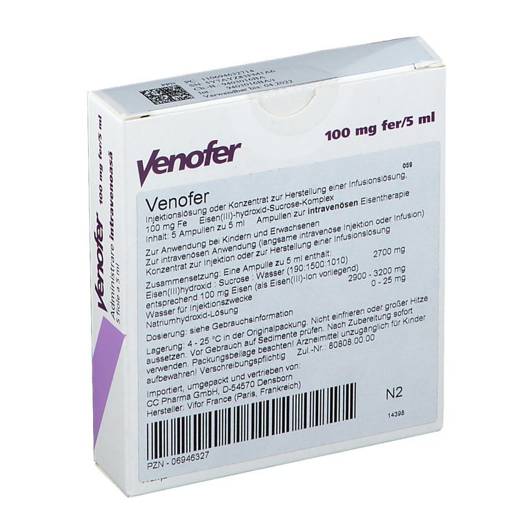Venofer 100 mg Fe/5 ml 5x5 ml mit dem E-Rezept kaufen - Shop Apotheke