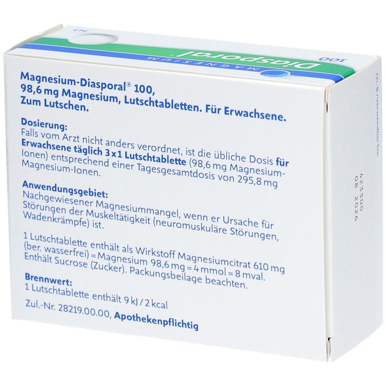 Magnesium-Diasporal® 100 Lutschtabletten 100 St - Shop Apotheke