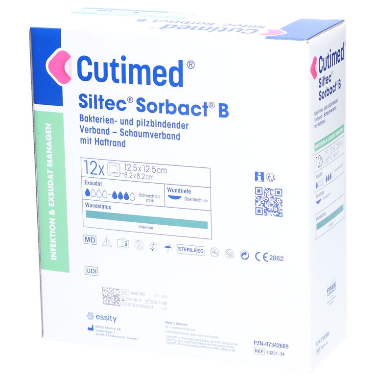 Cutimed® Siltec Sorbact 12,5 cm x 12,5 cm 12 St - Shop Apotheke