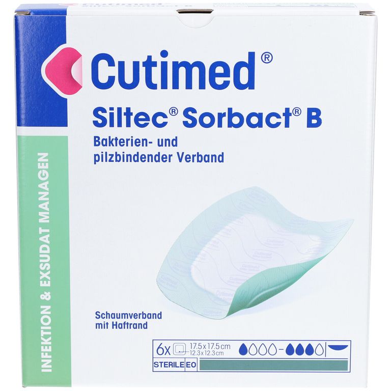 Cutimed® Siltec Sorbact 17,5 cm x 17,5 cm 6 St - Shop Apotheke