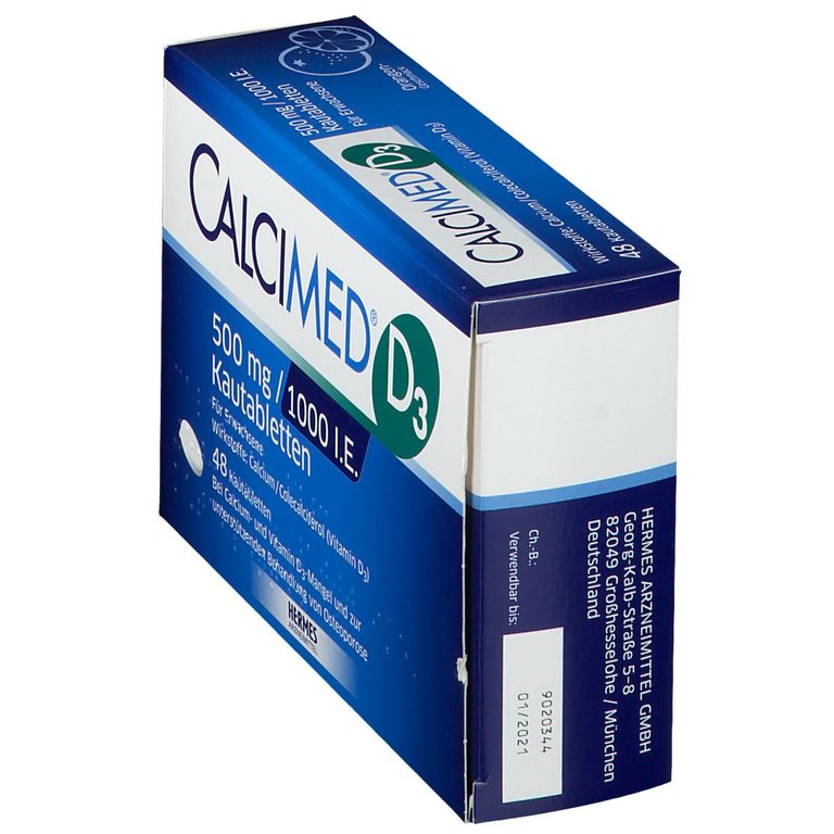 CALCIMED® D3 500mg / 1000 I.E. Kautabletten 48 St - Shop Apotheke