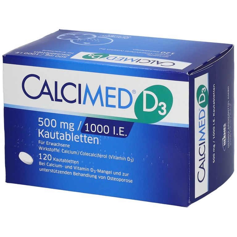 CALCIMED® D3 500mg / 1000 I.E. Kautabletten 120 St - Shop Apotheke