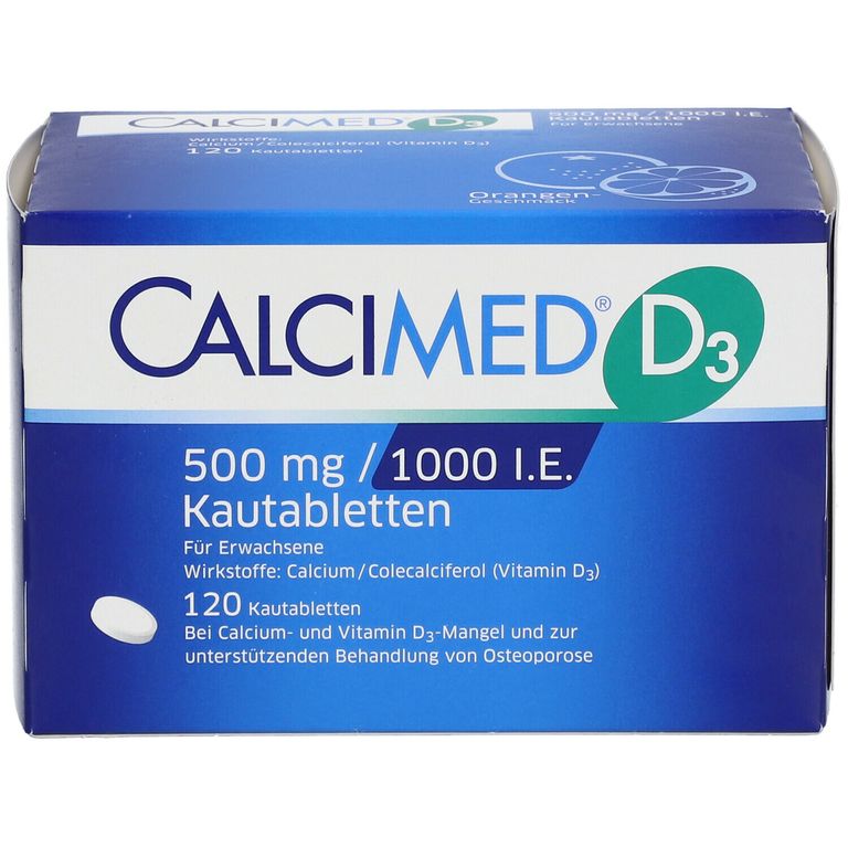 CALCIMED® D3 500mg / 1000 I.E. Kautabletten 120 St - Shop Apotheke