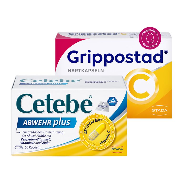 Cetebe® ABWEHR plus mit Vitamin C, Vitamin D3 und Zink + Grippostad C ...