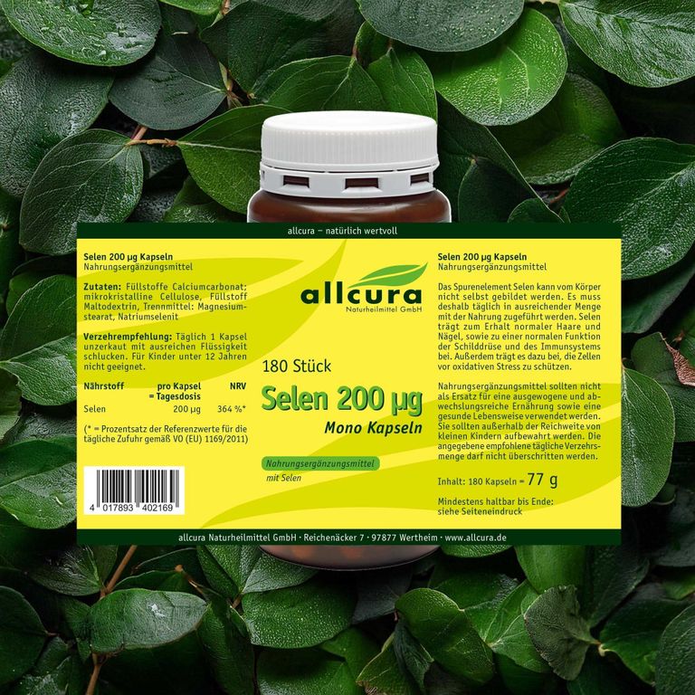 allcura SELEN 200 µg Mono Kapseln 2x180 St - Shop Apotheke
