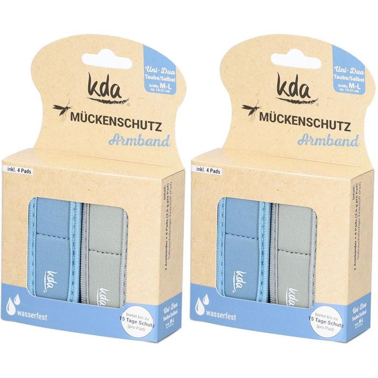 kda® Mückenschutzarmbänder Uni DUO 2 Stück + 4 Nachfüller Taube ...