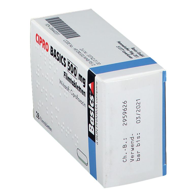 CIPRO BASICS 500 mg 28 St mit dem E-Rezept kaufen - Shop Apotheke