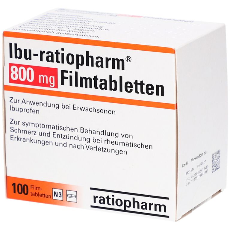 Ibu-ratiopharm® 800 mg 100 St mit dem E-Rezept kaufen - Shop Apotheke