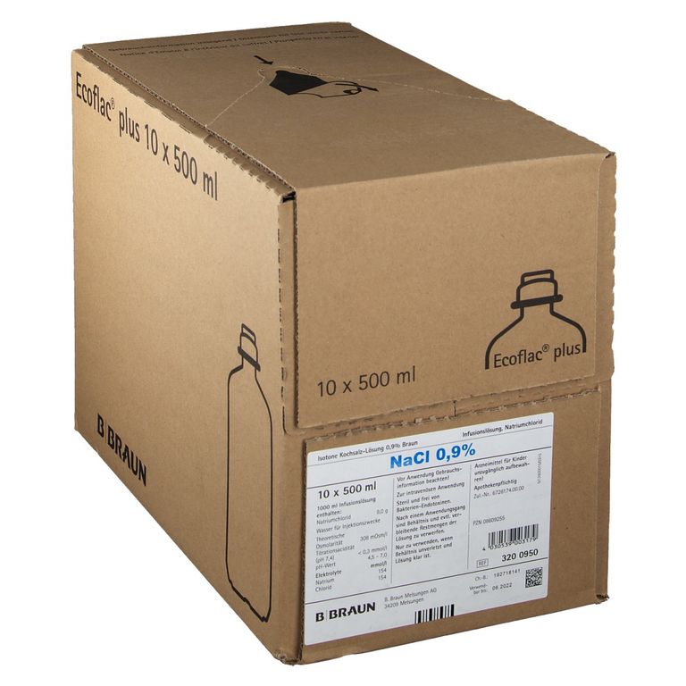 Kochsalz 0,9 % Isotonisch Ecoflac Infusionslösung 10x500 ml - Shop Apotheke