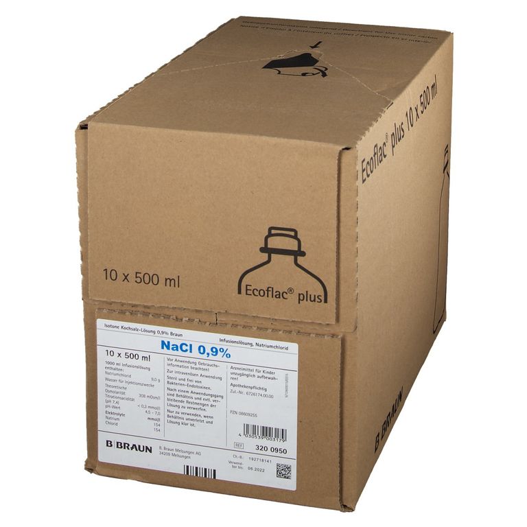 Kochsalz 0,9 % Isotonisch Ecoflac Infusionslösung 10x500 ml - Shop Apotheke