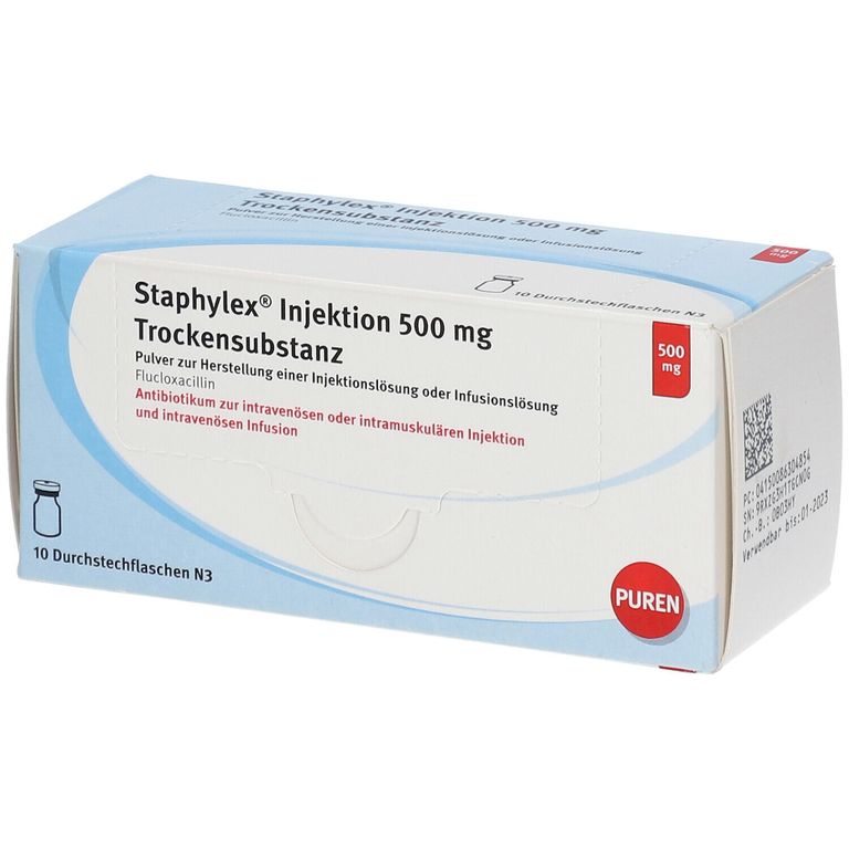 Staphylex® Injektion 500 mg 10 St mit dem E-Rezept kaufen - Shop Apotheke
