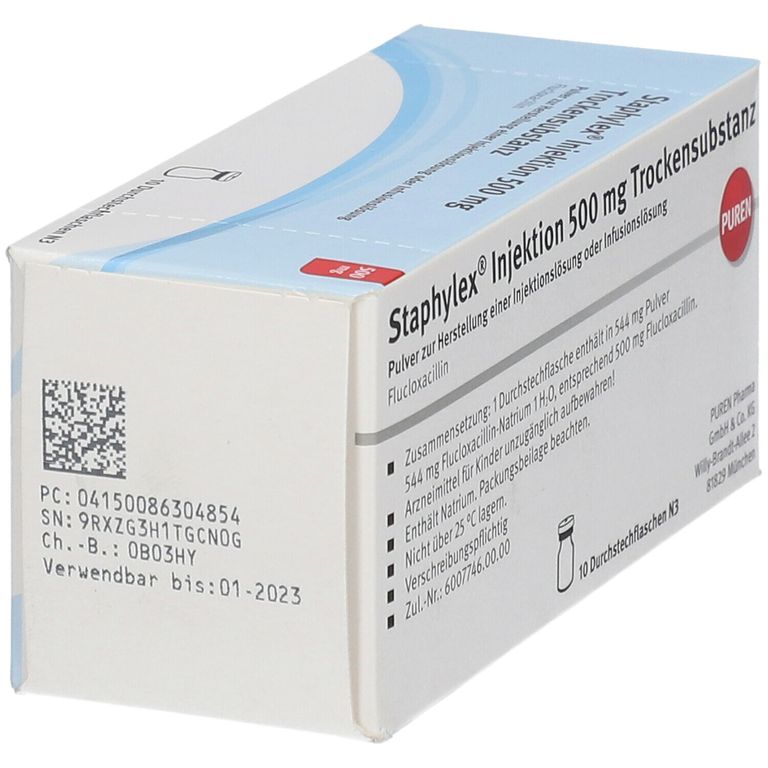 Staphylex® Injektion 500 mg 10 St mit dem E-Rezept kaufen - Shop Apotheke