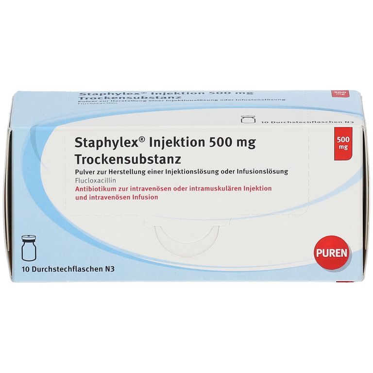 Staphylex® Injektion 500 mg 10 St mit dem E-Rezept kaufen - Shop Apotheke
