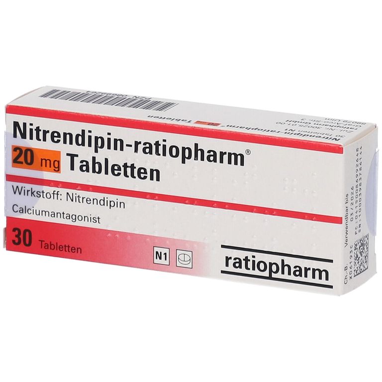 Nitrendipin-ratiopharm® 20 mg 30 St mit dem E-Rezept kaufen - Shop Apotheke
