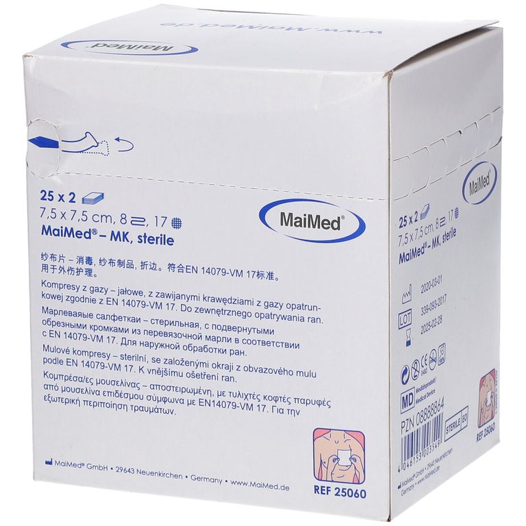 MaiMed® - MK steril 7,5 x 7,5 cm 8fach 25x2 St - Shop Apotheke