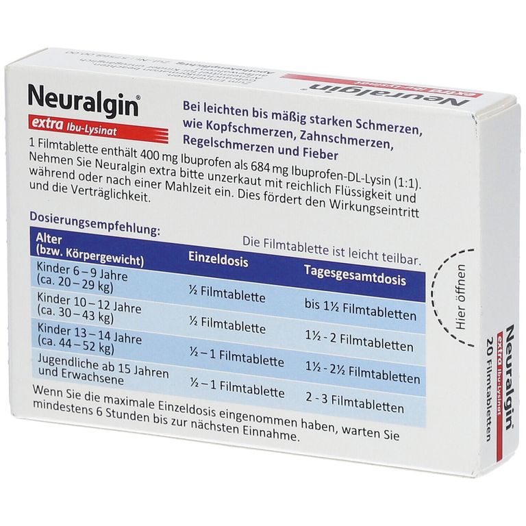 Neuralgin® extra Ibu Lysinat Filmtabletten 20 St - Shop Apotheke