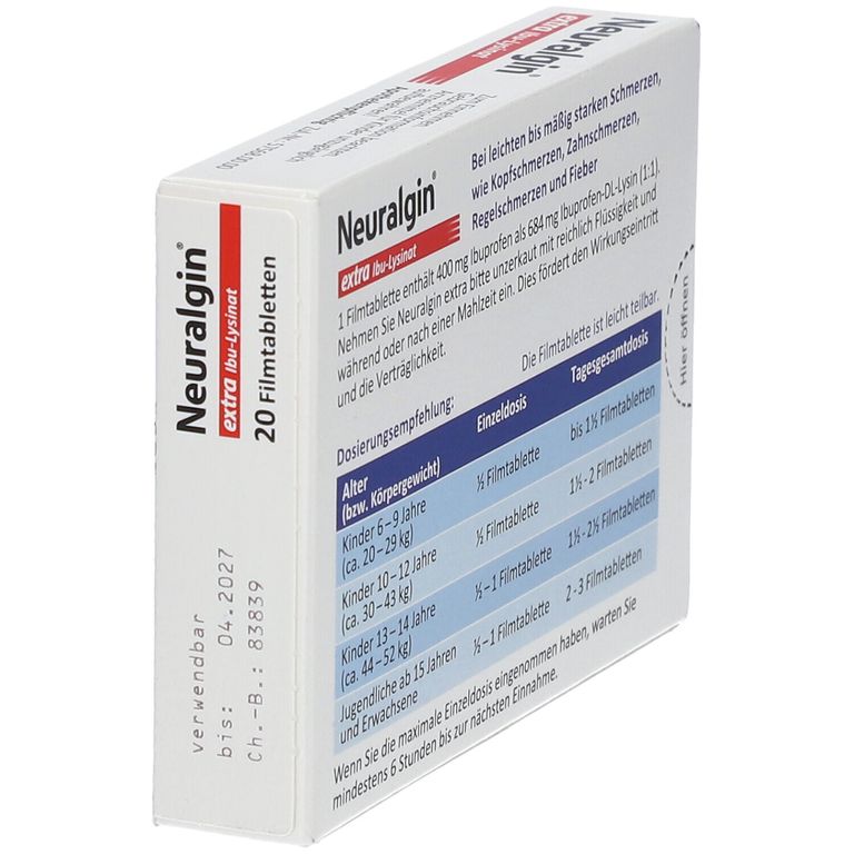 Neuralgin® extra Ibu Lysinat Filmtabletten 20 St - Shop Apotheke