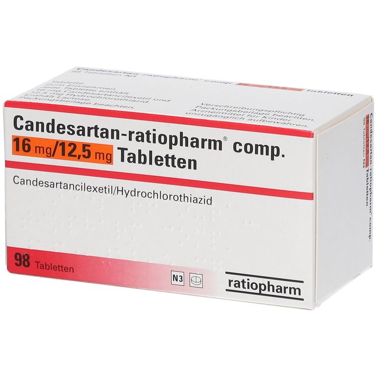Candesartan-ratiopharm® comp. 16 mg/12,5 mg 98 St mit dem E-Rezept ...
