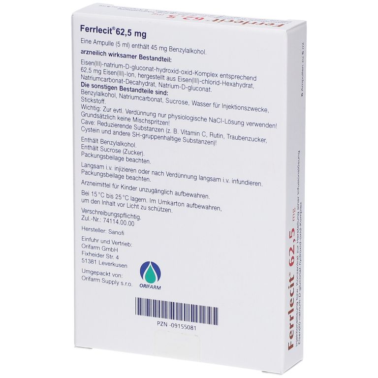 Ferrlecit 62,5 mg 6x5 ml mit dem E-Rezept kaufen - Shop Apotheke