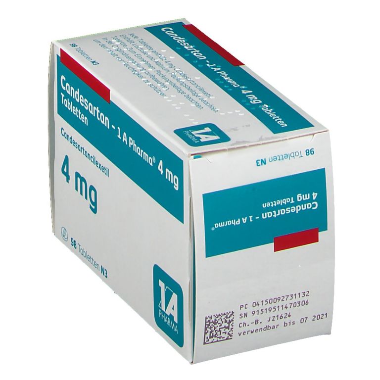 Candesartan 1A Pharma® 4Mg 98 St mit dem E-Rezept kaufen - Shop Apotheke