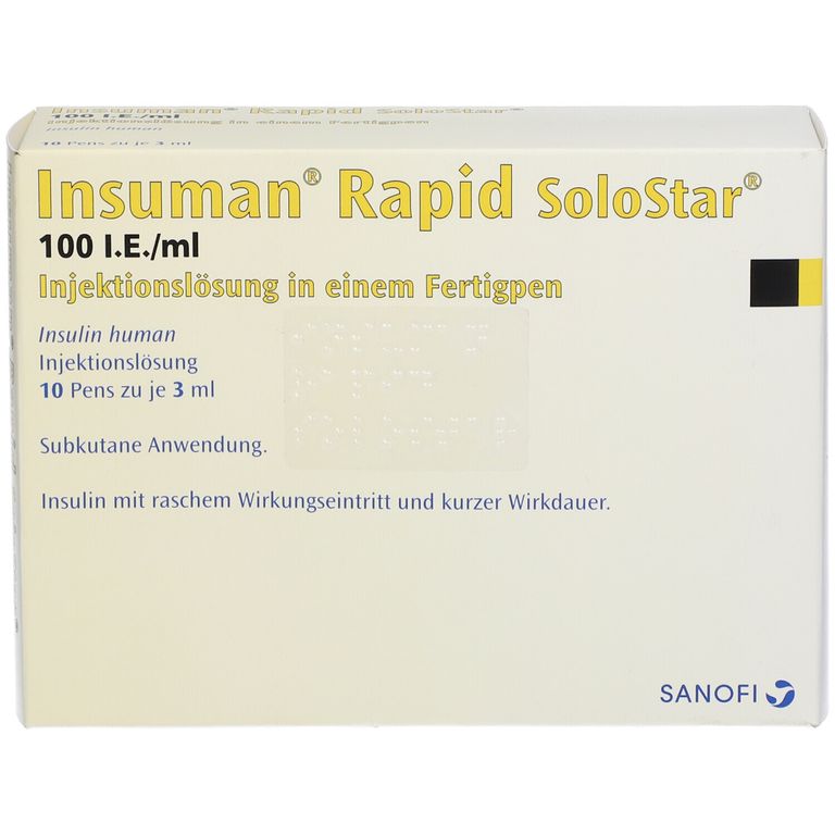 Insuman Rapid 100 I.E./ml SoloStar 10x3 ml mit dem E-Rezept kaufen ...