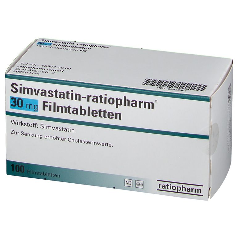 Simvastatin-ratiopharm® 30 mg 100 St mit dem E-Rezept kaufen - Shop ...