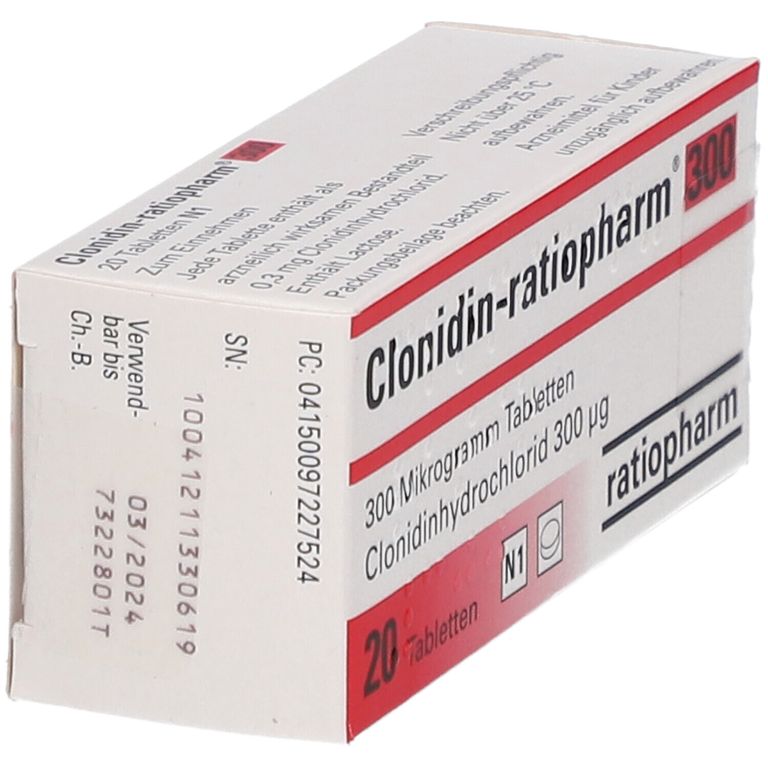 Clonidin-ratiopharm® 300 20 St mit dem E-Rezept kaufen - Shop Apotheke