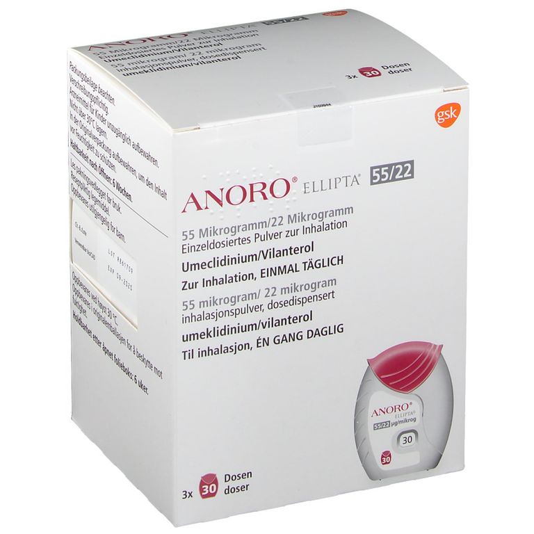 ANORO ELLIPTA 55 µg/22 µg 3 St mit dem E-Rezept kaufen - Shop Apotheke