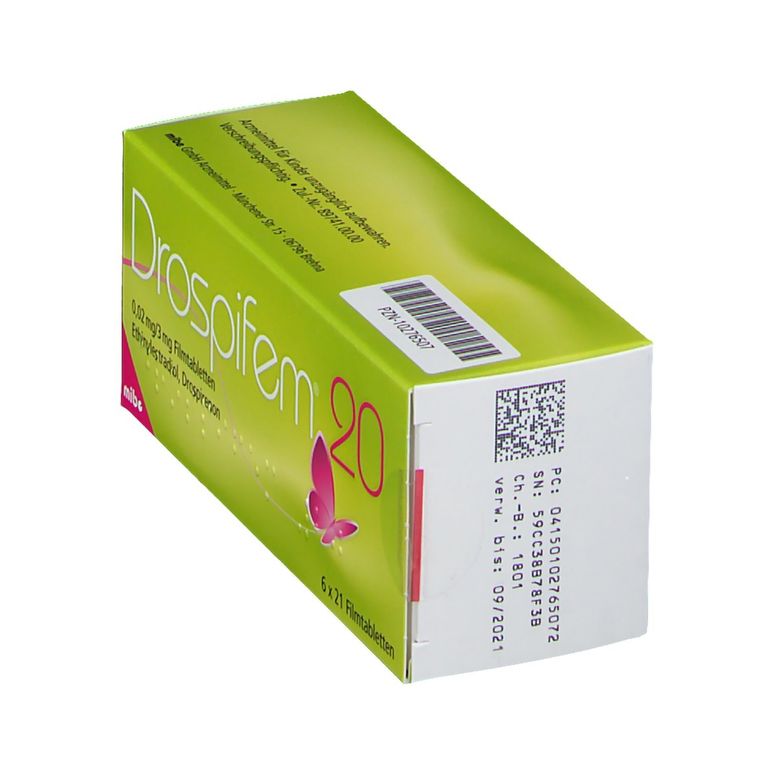 Drospifem 20 0,02 mg/3 mg 6x21 St mit dem E-Rezept kaufen - Shop Apotheke