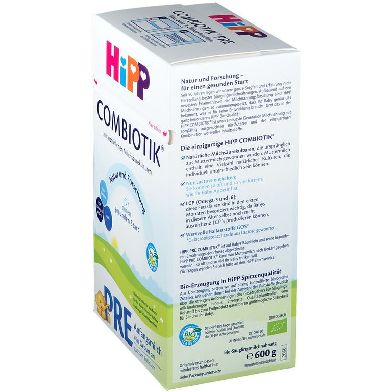 Hipp Bio Combiotik Pre Anfangsmilch von Geburt an 600 g - Shop Apotheke