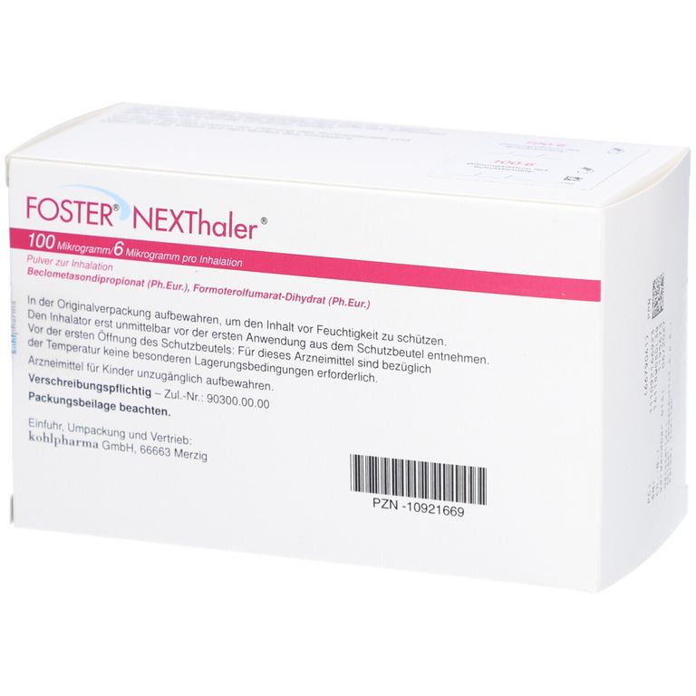 Foster Nexthaler 100/6 µg 120 ED 2 St mit dem E-Rezept kaufen - Shop ...