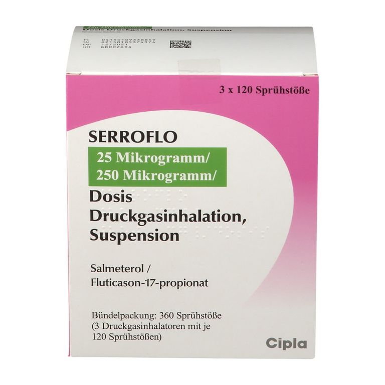 SERROFLO 25 μg/250 μg/Dosis 3 St mit dem E-Rezept kaufen - Shop Apotheke