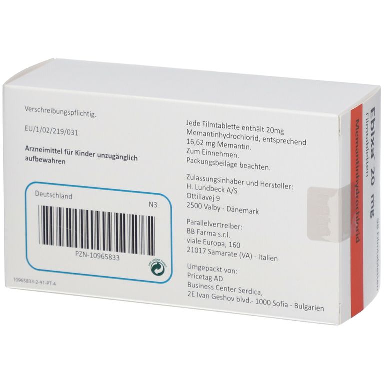 Ebixa 20 mg 98 St mit dem E-Rezept kaufen - Shop Apotheke