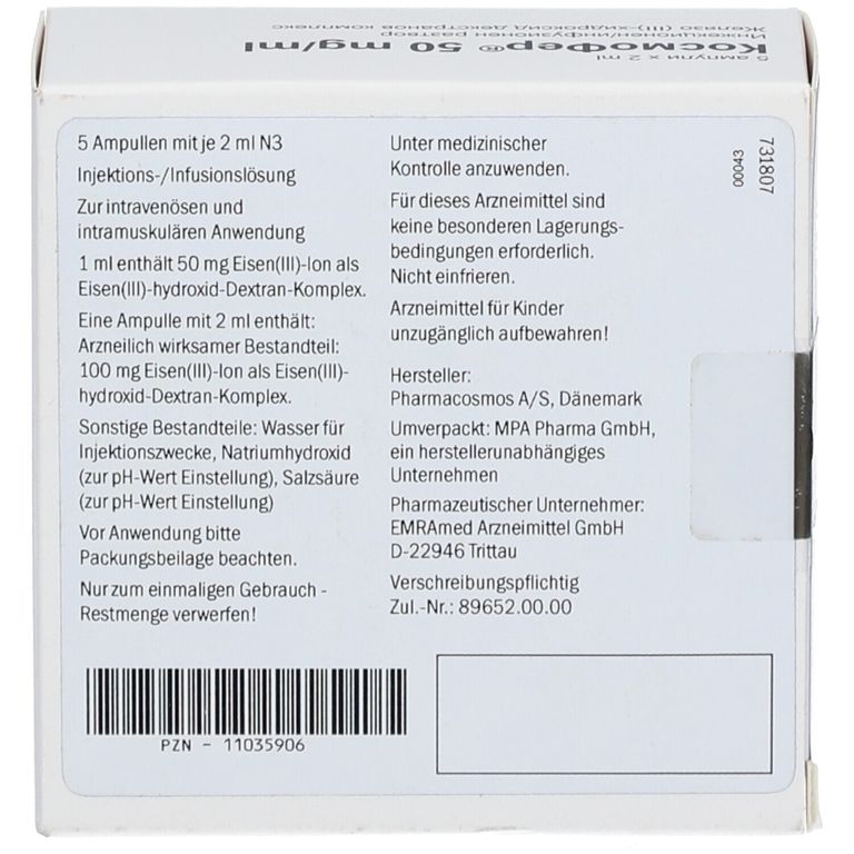 Cosmofer 50 mg/ml 5x2 ml mit dem E-Rezept kaufen - Shop Apotheke