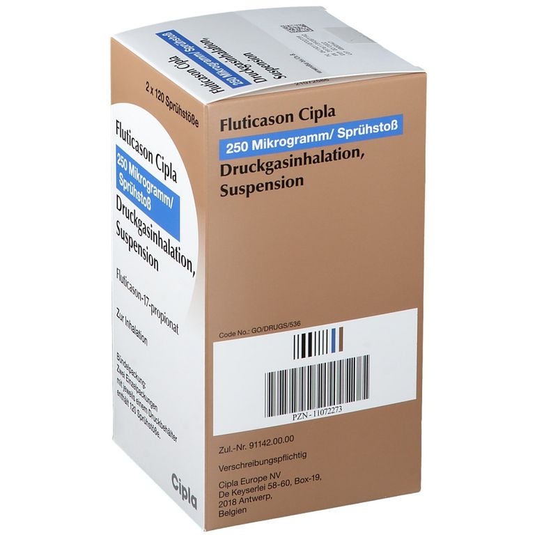 Fluticason Cipla 250 Mikrogramm/Sprühstoß 2 St mit dem E-Rezept kaufen ...