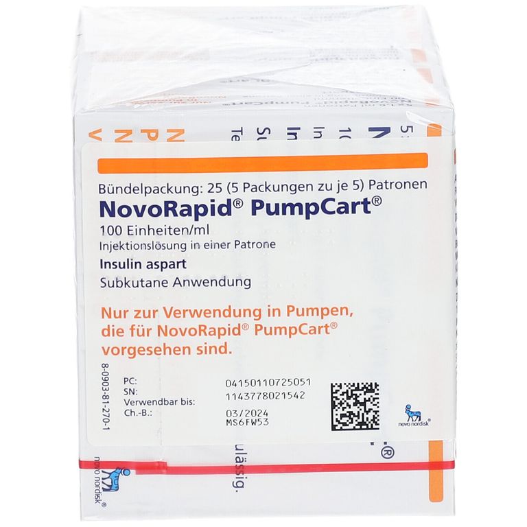 NovoRapid® PumpCart® 100 Einheiten/ml 5x5x1,6 ml mit dem E-Rezept ...