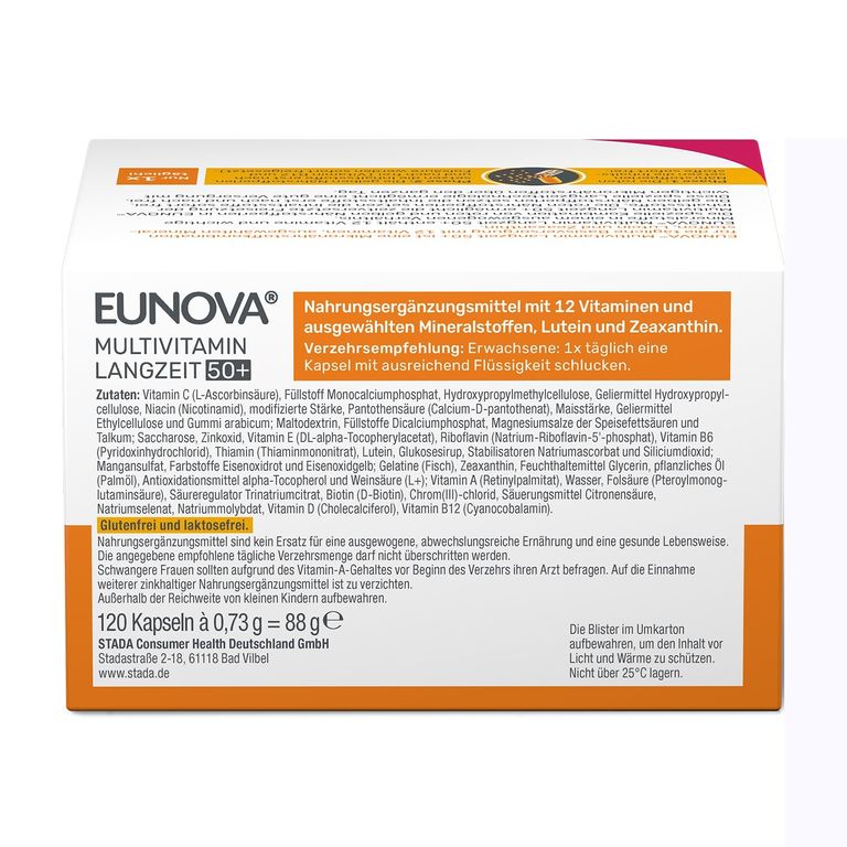 EUNOVA® Langzeit 50+ - Multivitaminpräparat für Menschen ab 50 Jahren ...