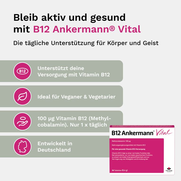B12 Ankermann Vital vegane Vitamin B12 Tabletten zur Nahrungsergänzung ...
