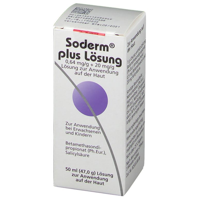 Soderm® Plus Lösung 0,64 mg/g + 20 mg/g 50 ml mit dem E-Rezept kaufen ...