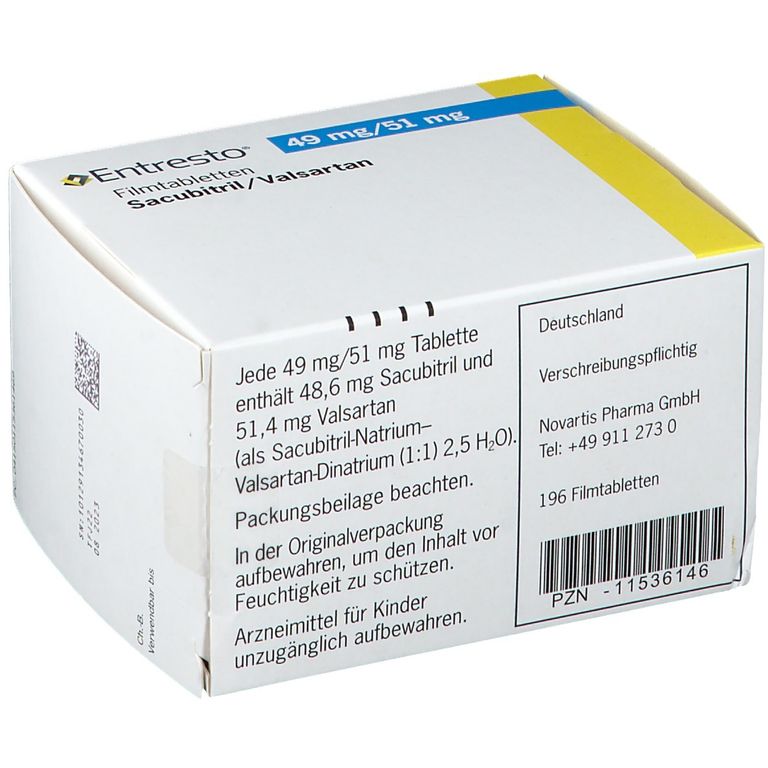 Entresto® 49 mg/51 mg 196 St mit dem E-Rezept kaufen - Shop Apotheke